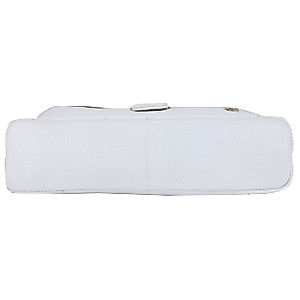 LEDERBUCK Lucy Small Soft Leather Sling Crossbody Handbags- Double Zip Premium Sling Crossover Shoulder Bag for Women (White)