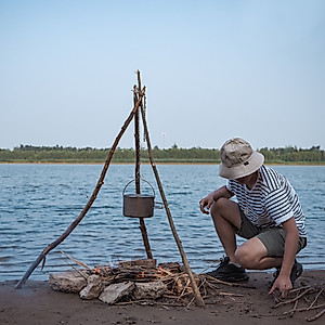 Camping Tripod - Premium Tripod Cooking Grill for Camping - Stainless Steel Camping Cooking Equipment with Chain, Hook & Plate - Adjustable Campfire Tripod with PU Storage Bag, Super Lightweight