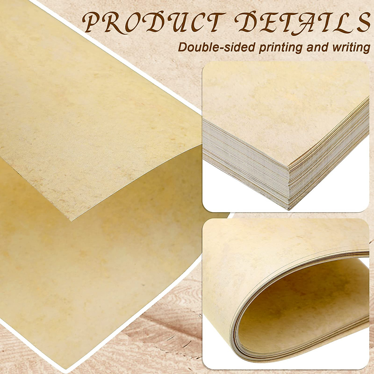 Fainne 300 Sheet Vintage Parchment Paper 8.5 x 11 Inch Certificate Paper Textured Old Paper Double Side Printing Parchment Paper for Certificates Scrapbooking Invitations Crafts