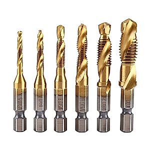 Twist Drill Bit Set, 1/4" M3 M4 M5 M6 M8 M10 Hex Shank High Speed Steel Drill and Tap Bits for Tapping and Lathe, 6pcs Set