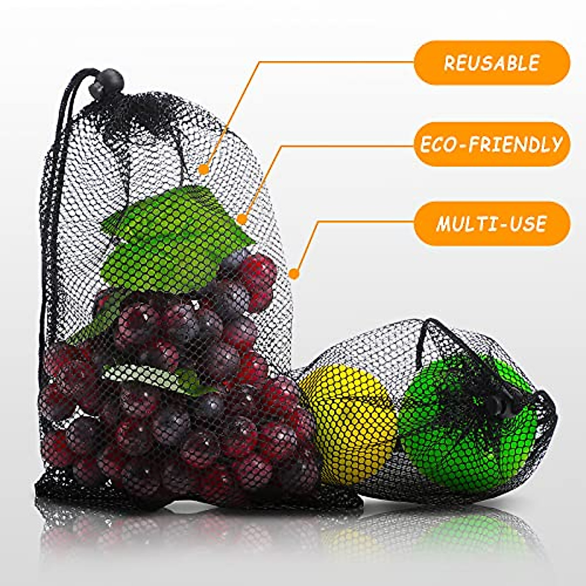 10 Pieces Mesh Bags Drawstring Laundry Bags Large Nylon Mesh Bags Small Gift Bag Dishwasher Bag with Sliding Drawstring for Kitchen Jewelry Toys Gifts Wedding Favour Home (Black, 11.8 x 7.5 Inch)