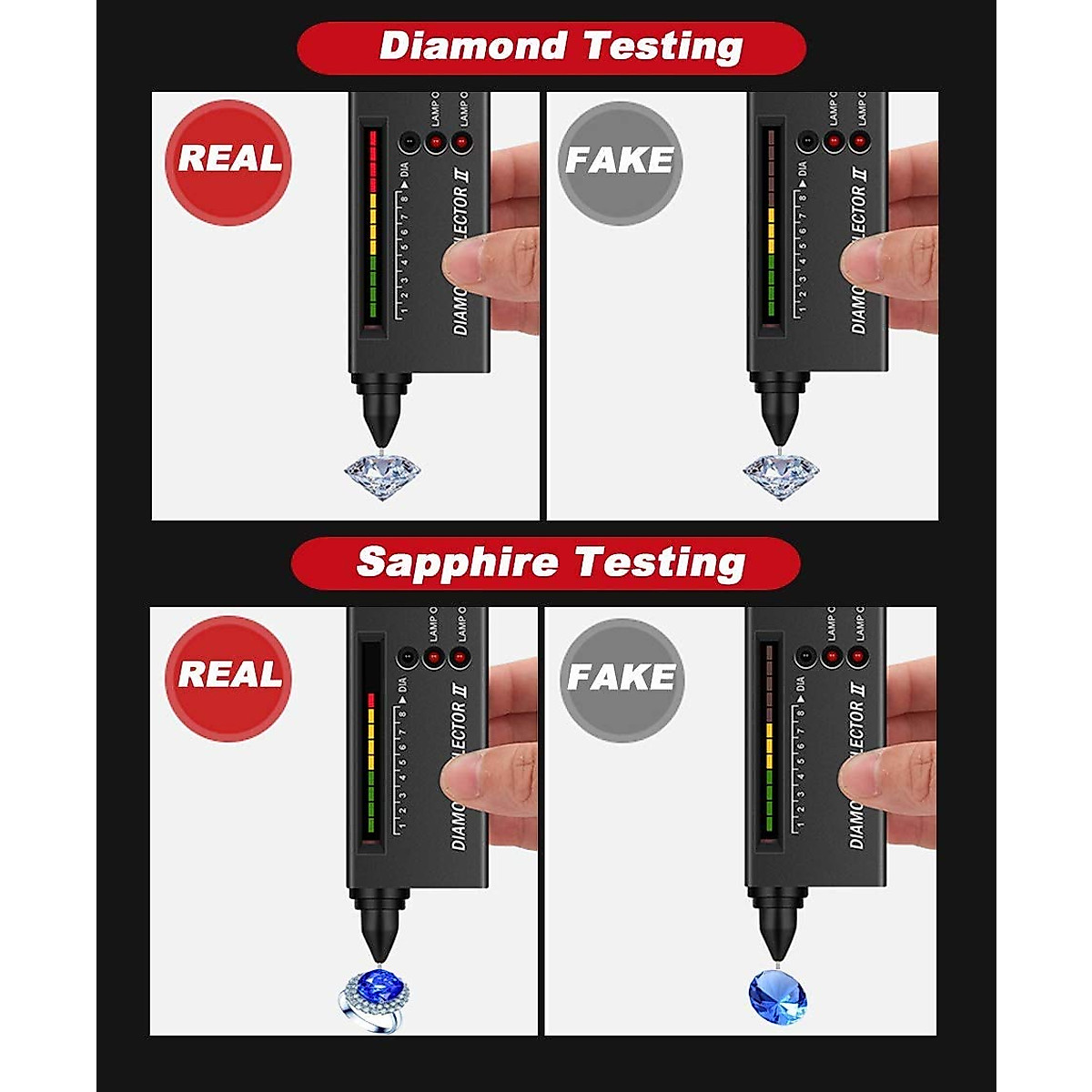 Diamond Tester,High Accuracy Diamond Tester Pen,Professional Diamond Detector for Novice and Expert(Black,Battery Included)