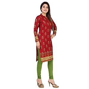 Indian Kurtas for Women Long Kurti Tunic Tops (Maroon, 4XL)