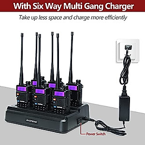 Baofeng UV-5R Six Way Charger Two Way Radio Multi Unit Charger Station for UV-5R UV-5R+ UV-5RE UV-5RTP UV-5X3 BF-F8HP RT-5R RT-5RV MK4 Radio and Battery