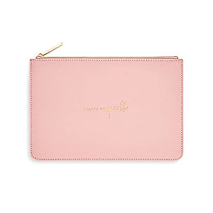KATIE LOXTON Season To Sparkle Womens Medium Vegan Leather Sentiment Perfect Pouch Pale Pink