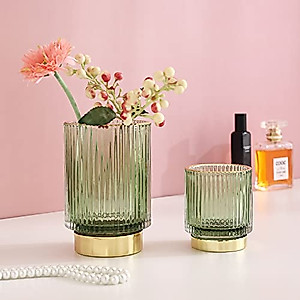 Tiita Glass Makeup Brush Holder Organizer - Crystal Clear Desktop Stationery Storage for Cosmetics, Vintage Style Makeup Brush Cup, Pen and Pencil Holder