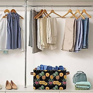 Pineapple Storage Basket Bins Foldable Laundry Hamper Toy Storage Bins Box Organizer for Living Room Clothes Nursery Closet Shelf Playroom,2 pcs
