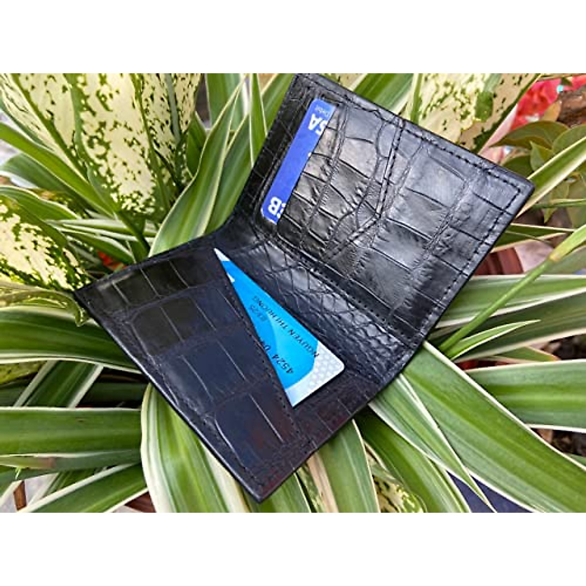 Double side Navy Blue Crocodile Alligator leather skin Credit Cardholder, leather credit cardcase, leather creditcard cover