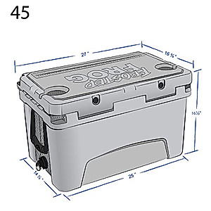 Frosted Frog Light Blue 45 Quart Ice Chest Heavy Duty High Performance Roto-Molded Commercial Grade Insulated Cooler