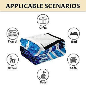 Volleyball Throw Blanket for Girls - 40 x 50 Inches Volleyball Plush Blanket Gifts - Blue Soft Fuzzy Flannel Blanket for Couch & Sofa