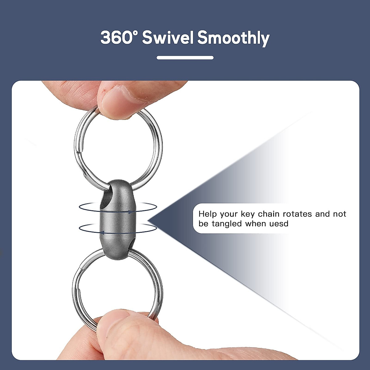 TISUR Swivel Keychain Clip, Titanium Detachable Pull Apart Key Chain, Key Ring Organizer Keychain For Men Women (1PC Swivel+D ring +key ring)