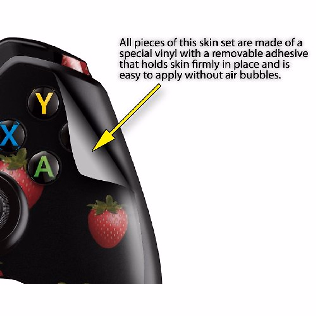 WraptorSkinz Decal Style Vinyl Skin Wrap compatible with XBOX One Original Wireless Controller Strawberries on Black - (CONTROLLER NOT INCLUDED)