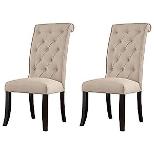 Signature Design by Ashley Tripton Classic Tufted Upholstered Armless Dining Chair, 2 Count, Beige