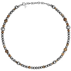 American West Sterling Silver Women's Necklace Picture Jasper Gemstone Multi Beaded Design 17 to 19 Inch