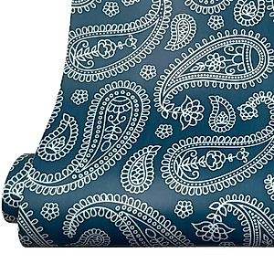 Yifely Self-Adhesive Shelf Liner Removable Drawer Paper for Covering Rent House Shelving Drawers, Vintage Paisley, 17.7 Inch by 9.8 Feet
