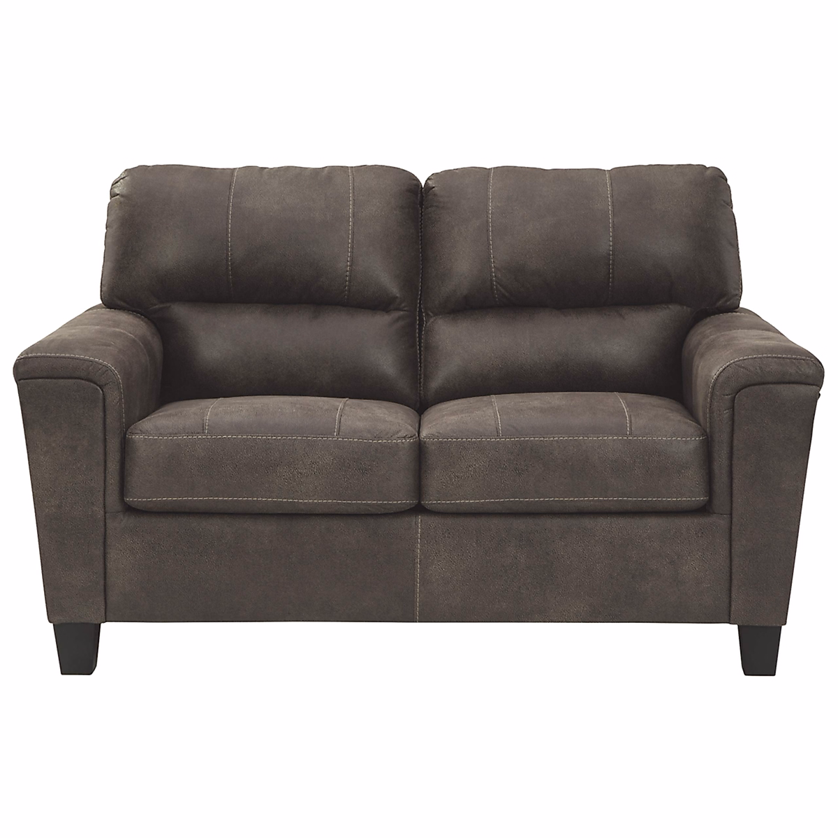 Signature Design by Ashley Navi Faux Leather Modern Loveseat, Gray