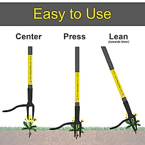 Rocklin™ Stand Up Weed Puller Tool - 4 Claw Steel Head - 48 inch Handle - 100% Metal - Easily Remove Weeds Without Bending or Kneeling