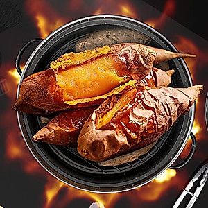 Roasting Pan with Rack and Lid, Stainless Steel Multi Use Roaster Pot Speckled Black Enamel on Steel Cookware(28cm)