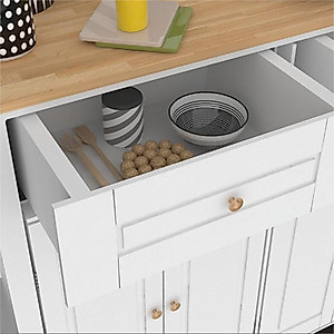 Kitchen Island Cart with Drop Leaf, Rolling Mobile Kitchen Island Table on Wheels with Storage Cabinet, Drawer, Spice/Towel Rack, White