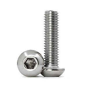 M6-1.0 x 30mm Button Head Socket Cap Screws Metric, Passivated 18-8 Stainless Steel, Allen Socket Drive, Full Thread, Machine Thread, 25 PCS
