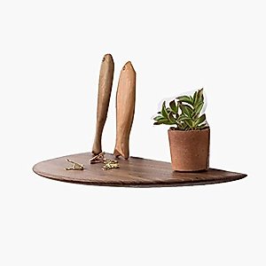 PIBM Stylish Simplicity Shelf Wall Mounted Floating Rack Shelves Oak Semicircle Smooth Simple Study Save Space,2 Colours, Black Walnut , 40x20x1.8cm