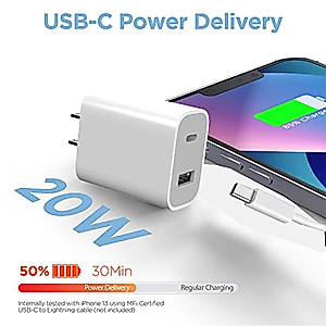 USB-C Wall Charger [2 Pack],20W iPhone Fast Charger Block with PD 3.0 Compact USB C Charger Power Adapter Compatible with iPhone 14/14 Pro/14 Pro Max/14 Plus/13/12/11, XS/XR/X, Watch Series 8/7 Cube