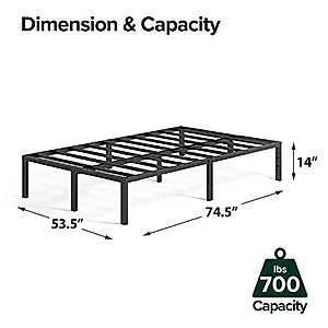 ZINUS Yelena 14 Inch Metal Platform Bed Frame / Steel Slat Support / No Box Spring Needed / Easy Assembly, Full