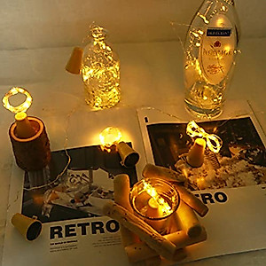 Rockabyee 8 Pack Solar Bottle Lights, 20 Led Cork String Lights, Outdoor Waterproof Fairy Lights for Party Wedding Festival Garden Patio Lawn Warm White