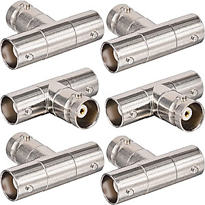 Warmstor 6-Pack BNC Female to BNC Dual Female Adapter Splitter BNC Cable 3-Way Connector for for Antenna CCTV DVR Camera