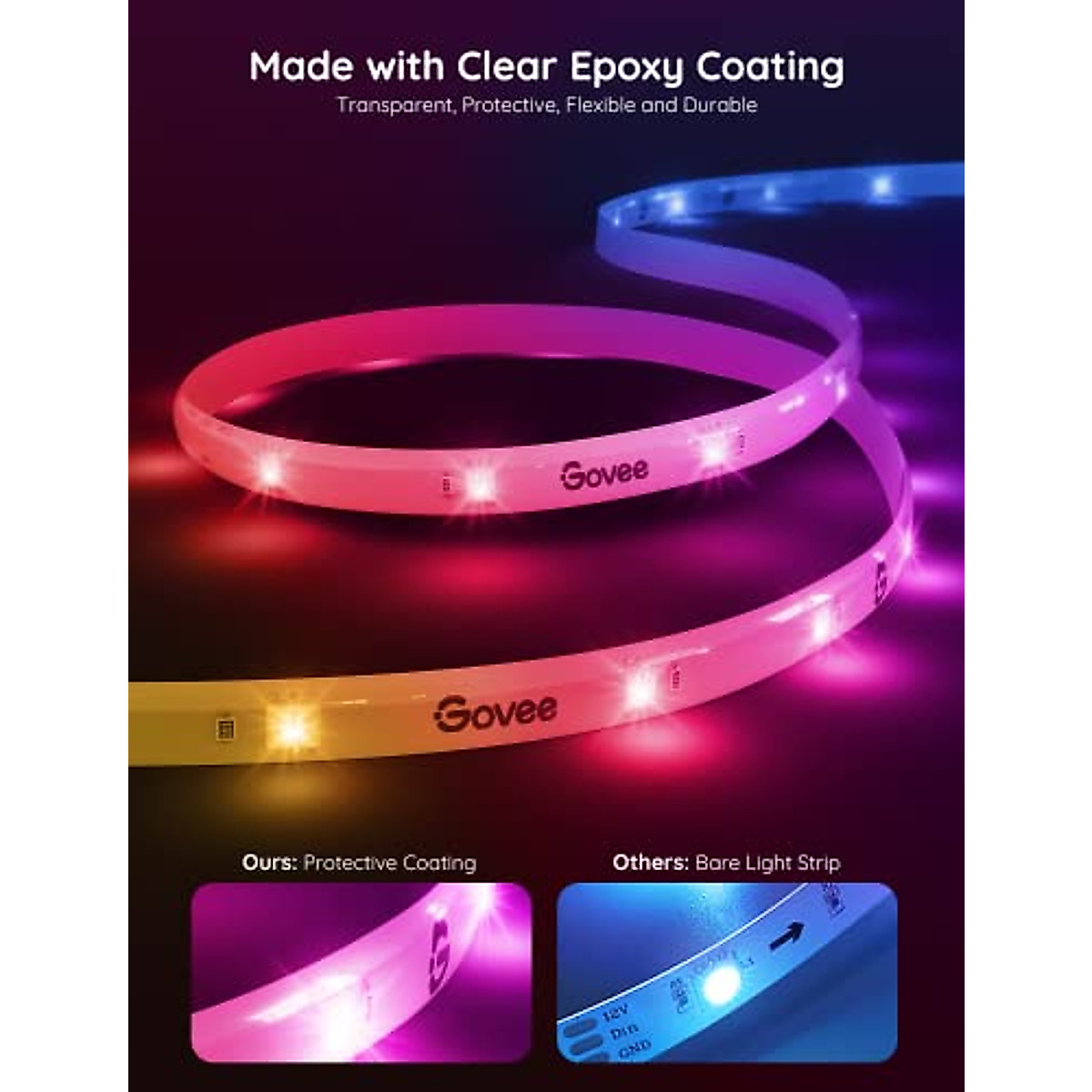 Govee 16.4ft RGBIC LED Strip Lights, WiFi Color Changing LED Lights Segmented Control, Work with Alexa and Google Assistant, Music LED Lights for Bedroom, Kitchen, Christmas Party