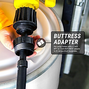 TEAR PUMP - Adjustable Intake (22.6 to 34-inch) 55 Gallon Drum Pump (4.2 GPM) Electric Drum Barrel Pump with Precise Meter for Diesel/Gas / E85 / DEF/Antifreeze/Windshield Washer Fluid