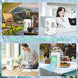 JOYENERGY Air Cooling Fan, Innovative Semiconductor Refrigeration Fan, Portable Air Conditioner Fan with 4 Wind Speeds, Desk Cooling Fan for Home, Travel and Office