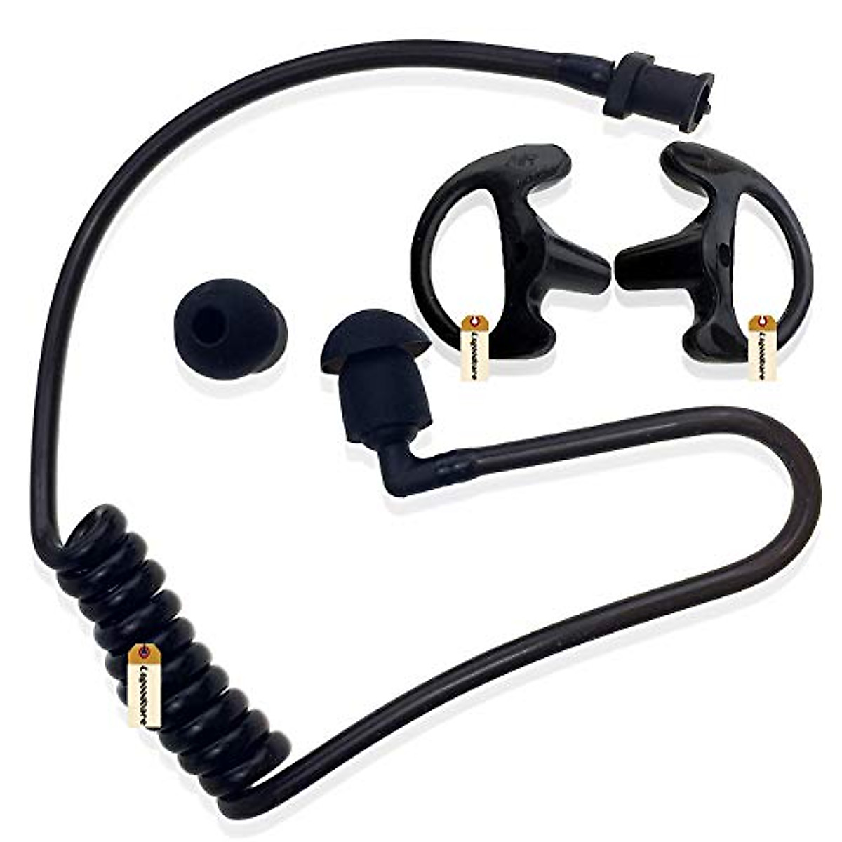 Replacement Acoustic Tube with Earbud Compatible for Motorola Kenwood Midland Two Way Radio- Lsgoodcare Replacement Coil Tube Black +2 Way Radio Open Ear Insert Earmold Ear Bud Ear Piece Medium Black