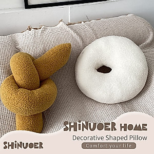 SHINUOER Knot Pillow,Soft Knot Plush Throw Pillow Boucle Knot Shaped Pillows Knotted Long Decorative Throw Pillows Cushion for Couch Sofa Bed Room Decor (Chocolate)