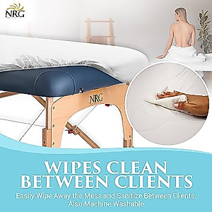 NRG Reusable Protective Massage Table Cover, 10-Pack - Waterproof Massage Bed Cover - Spa Bed Cover - Vinyl Massage Table Cover Fitted - Easily Wipes Clean Between Clients - Machine Washable