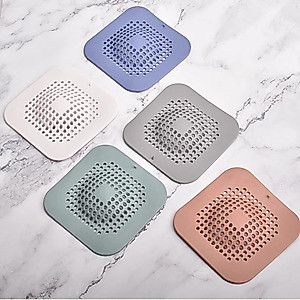 YEELEWO 5 Pack Shower Hair Drain Catcher, Durable Silicone Hair Stopper Shower Drain Covers, Silicone Hair Stopper with Suction Cup, Easy to Install and Clean Suit for Bathroom Bathtub and Kitchen