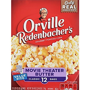 Orville Redenbacher's Movie Theater Butter Microwave Popcorn, 3.29 Ounce Classic Bag, 12-Count