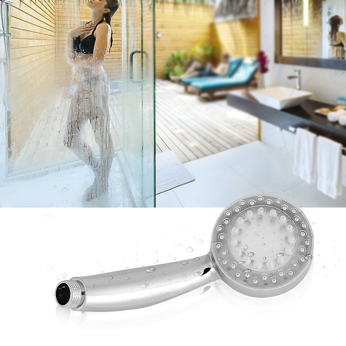Led Shower Head, Temperature Sensor Shower Head, 3 Color Changing Shower Head with Lights for Bathroom