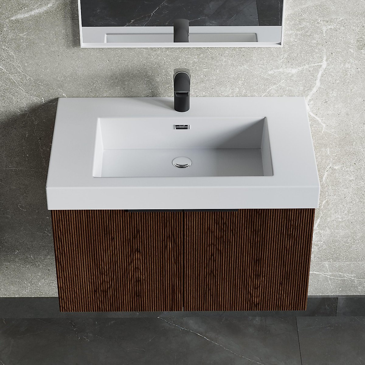 Dowell 30" Bathroom Sink,Single Bowl Vanity Basin,Rectangular Drop-In Bathroom Sink with Overflow,White-000 3018BP