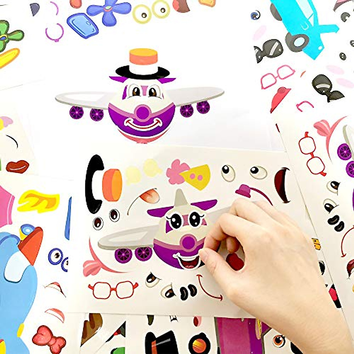 36 PCS Make a Face Stickers, Make Your own Stickers, Car and Airplane Sticker for Kids, Stickers as Gift of Festival, Reward, Birthday, Party Favor, Art Craft, Kids Party Favors