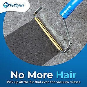 PetLovers EzLint Pet Hair Remover - Reusable Dog and Cat Fur Removal Tool, Portable Carpet Scraper & Rake for Couches, Furniture, Rugs, Mats, and Clothes