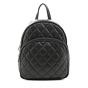 Emperia Kenia Fashion Mini Backpack - Diamond Quilted Small Casual Daypack for Women - Black