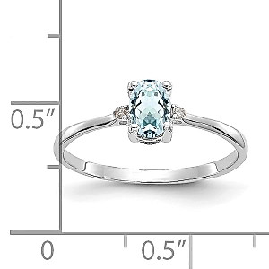 IceCarats 14K White Gold Diamond Blue Aquamarine Ring March Birthstone Jewelry Size 6