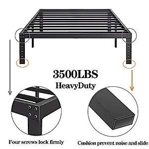 COMASACH Twin Size Bed Frame 14" High Heavy Duty Platform Bed Frame,Sturdy Steel Frame,Support up to 3500lbs,No Box Spring Needed,Noise-Free,Easy Assembly
