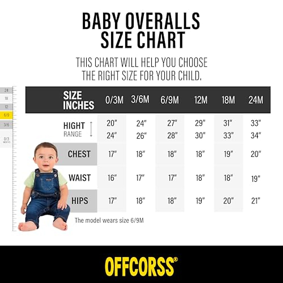 OFFCORSS Baby and Toddler Overall with Adjustable Straps, for Boys and Girls