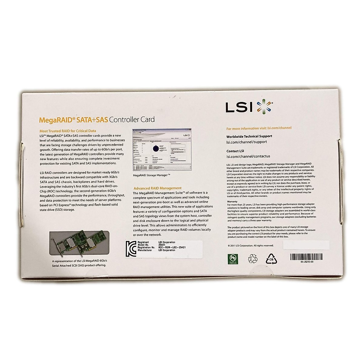 Broadcom LSI MegaRAID 9286-8e SAS SATA ROC RAID External Storage Controller LSI00332 8 Port L5-25421-20 (Retail Pack)
