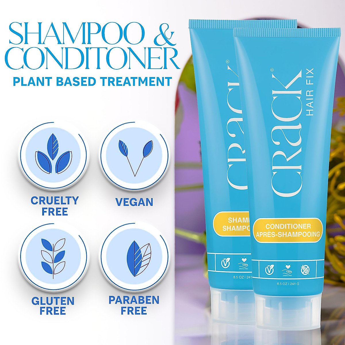 CRACK HAIR FIX - Clean & Soaper Shampoo and In-Treatment Conditioner Set 8.5 oz each