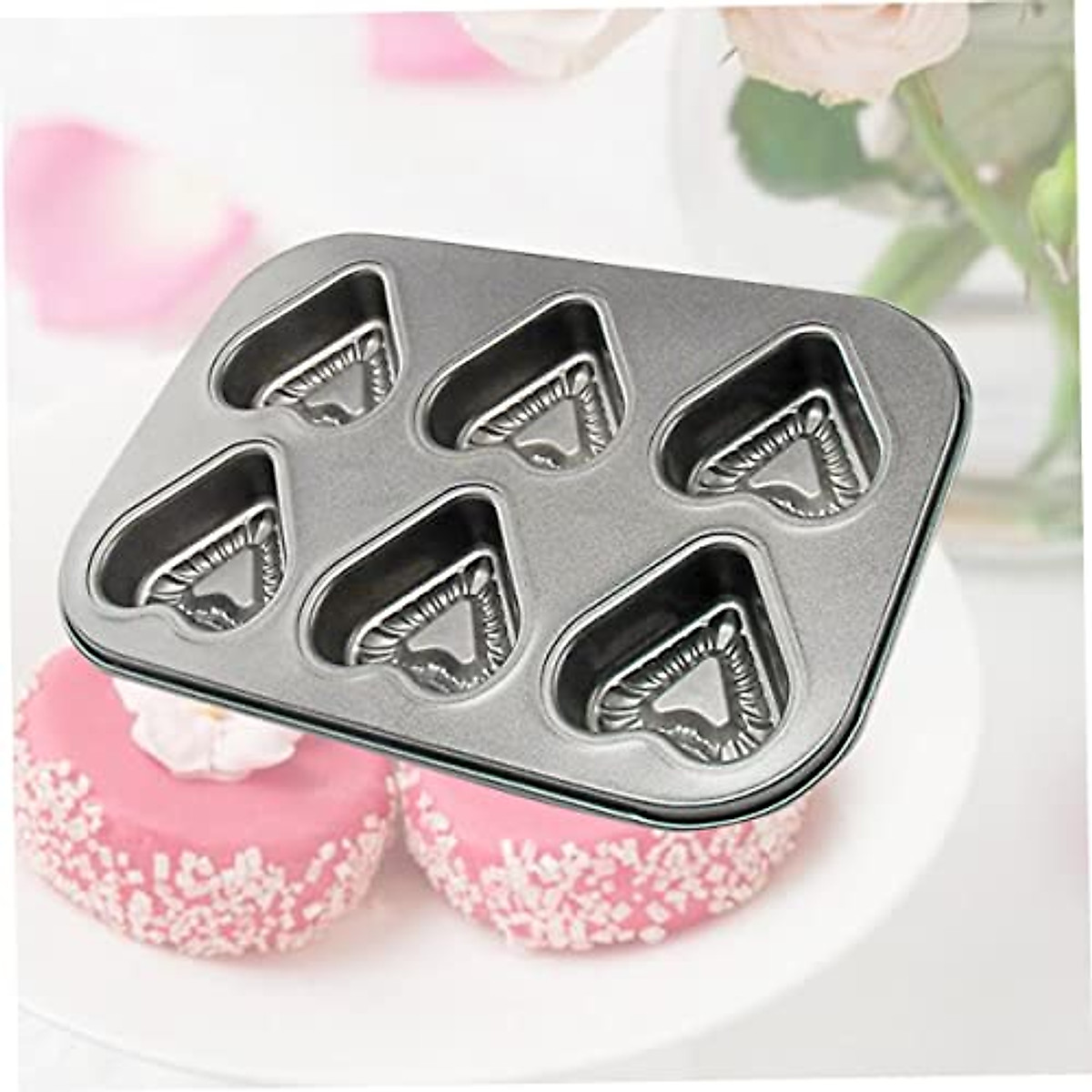 BESTonZON 3pcs 6 Heart Shaped Cake Pan Mini Muffins Mini Paper Cups Heart Pastry Heart Shaped Cupcake Pan Heart Cupcake Tray Baking Tray Baking Tools Cupcake Maker Bakeware Halloween