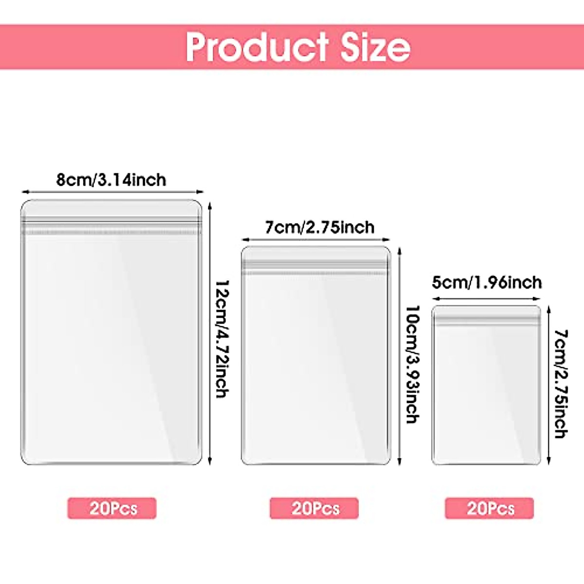 Thinp 60 Pack Clear Plastic Jewelry Bags, Small Ziplock Bags for Jewelry Anti Tarnish Jewelry Storage Bags Jewelry Pouches