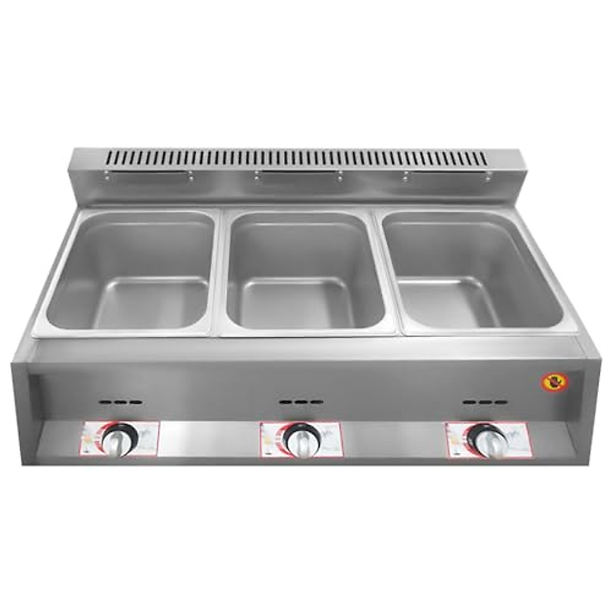 LyeXD 3-Pan Commercial Food Warmer, Electric Countertop Steam Table Adjustable Temp Gas Fryer, Stainless Steel Buffet Bain Marie Cooking Heating Pot for Home and Restaurant Use